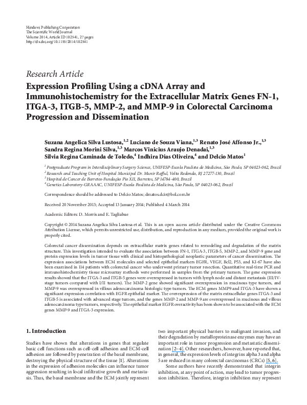 (PDF) Expression profiling using a cDNA array and immunohistochemistry for the extracellular ...