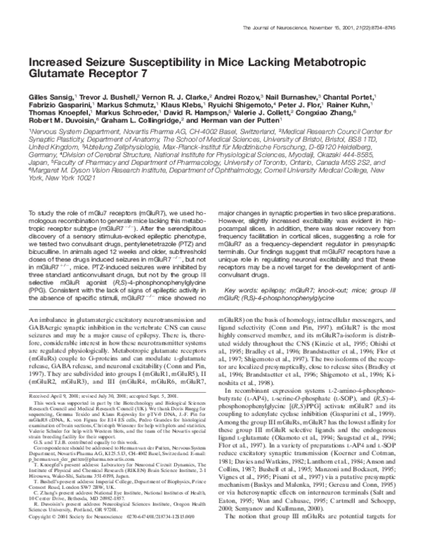 (PDF) Increased seizure susceptibility in mice lacking metabotropic ...