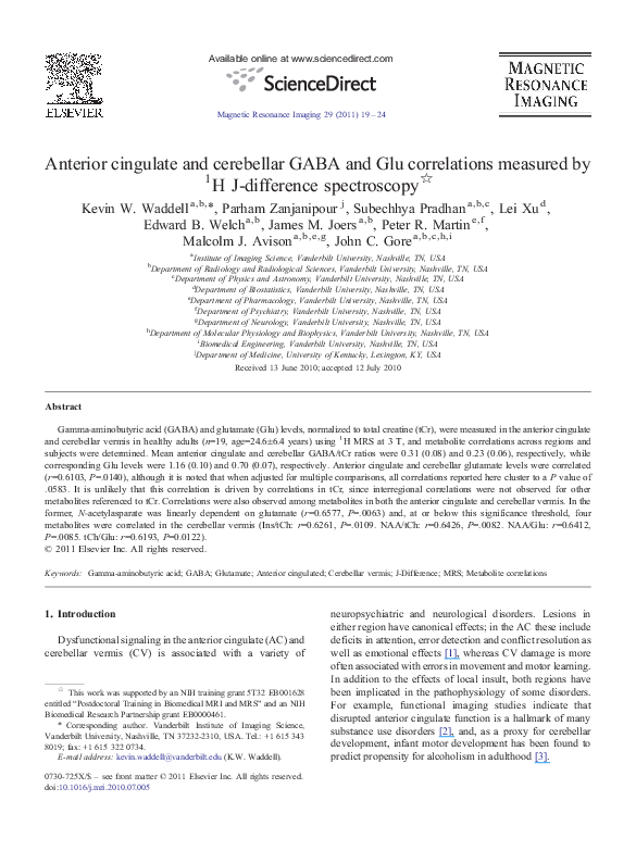 (PDF) Anterior cingulate and cerebellar GABA and Glu correlations ...