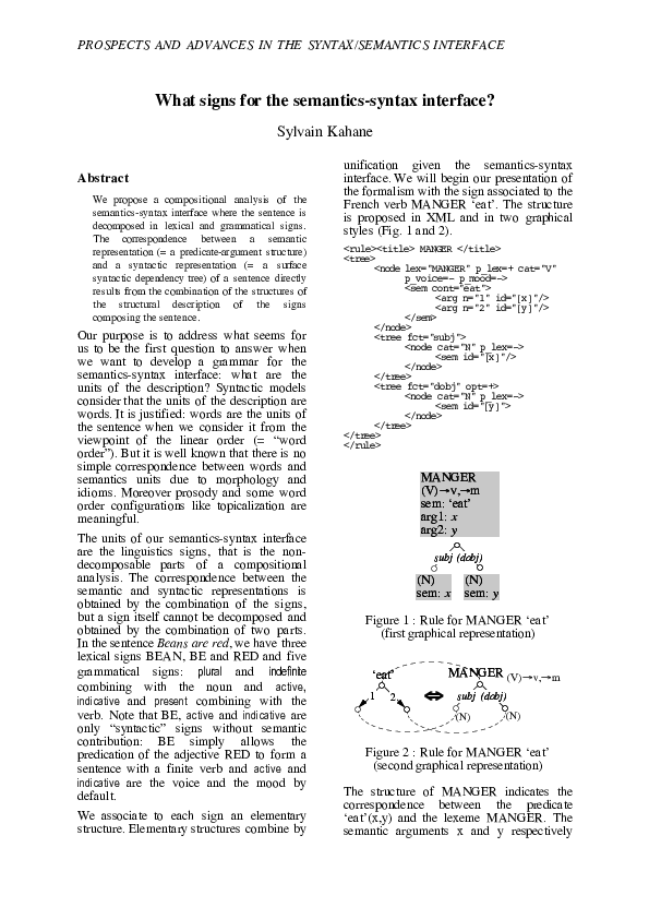 (PDF) What signs for the semantics-syntax interface?