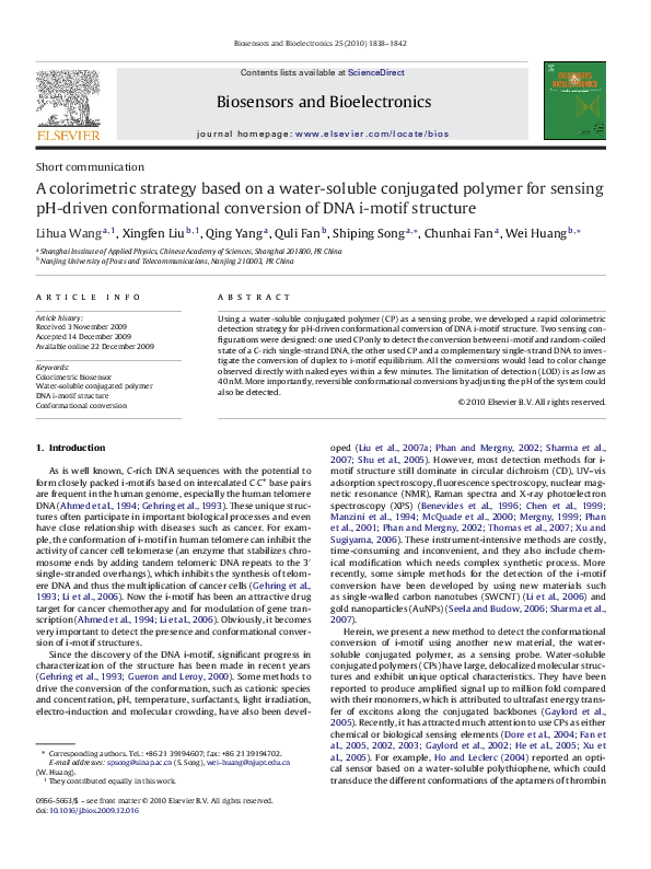 (PDF) A colorimetric strategy based on a water-soluble conjugated ...