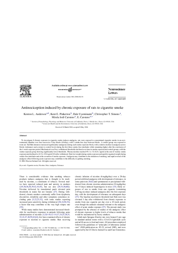 (PDF) Antinociception induced by chronic exposure of rats to cigarette ...