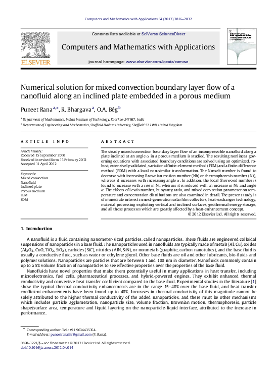 Pdf Numerical Solution For Mixed Convection Boundary Layer Flow Of A