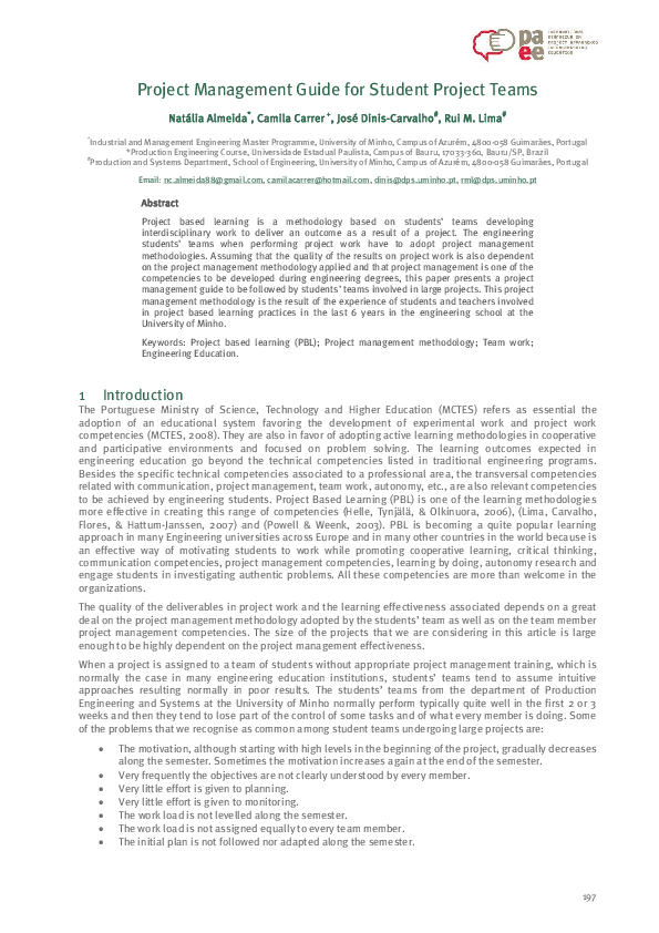 (PDF) Project Management Guide for Student Project Teams