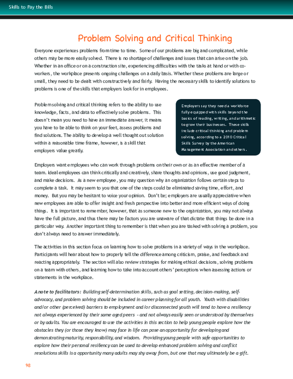 (PDF) Problem Solving and Critical Thinking