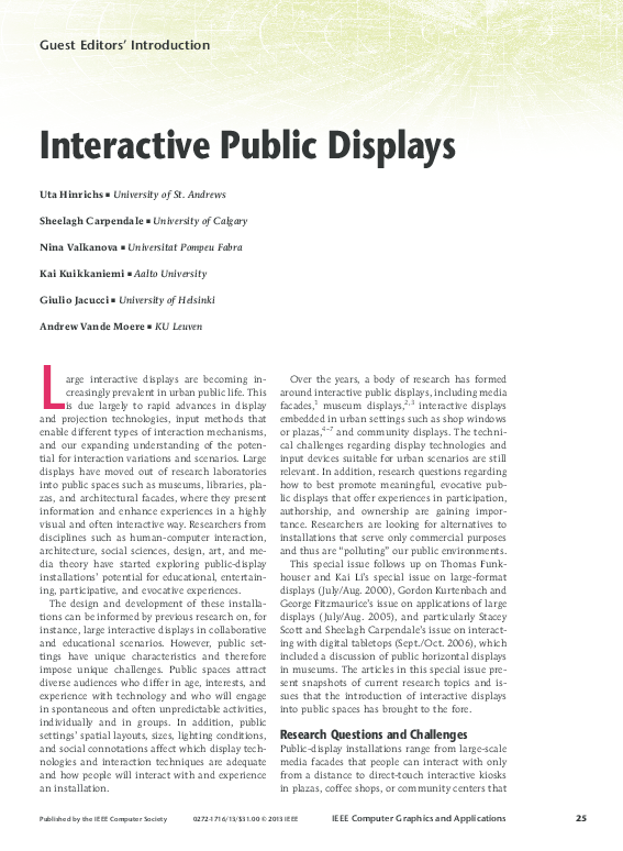 (PDF) Interactive Public Displays
