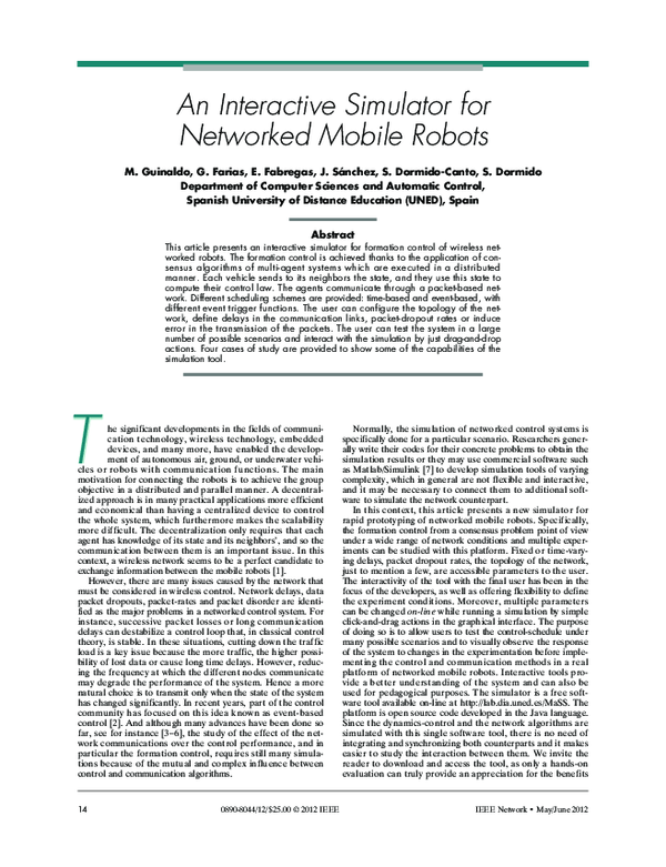 (PDF) An interactive simulator for networked mobile robots