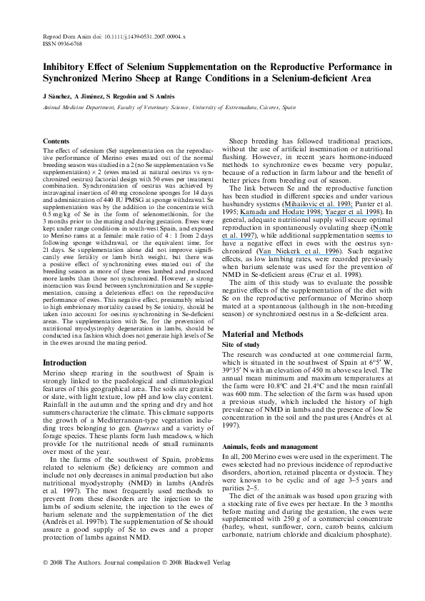 (PDF) Inhibitory Effect of Selenium Supplementation on the Reproductive Performance in ...