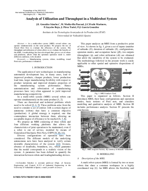 (PDF) Analysis of utilization and throughput in a multirobot system