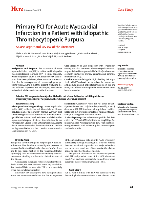 (PDF) Primary PCI for Acute Myocardial Infarction in a Patient with ...