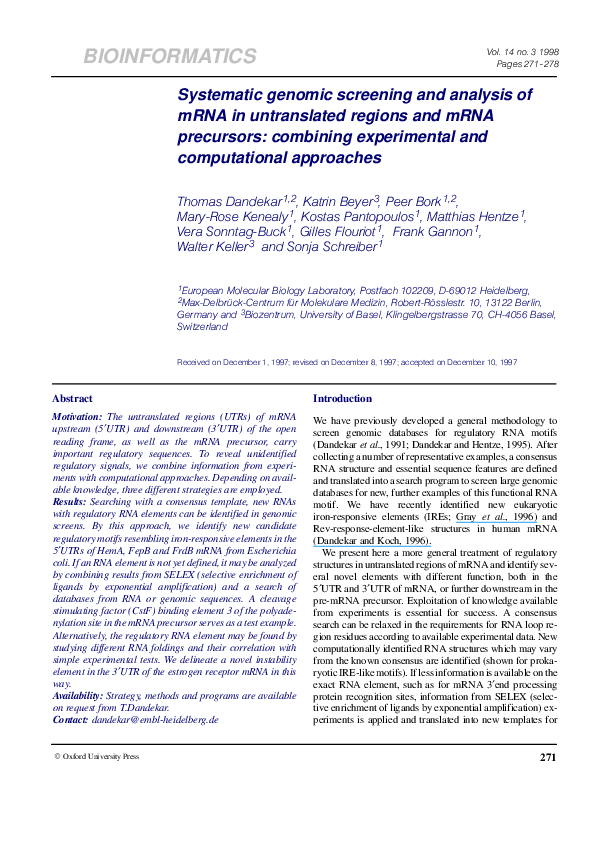 (PDF) Systematic genomic screening and analysis of mRNA in the 5' and 3 ...