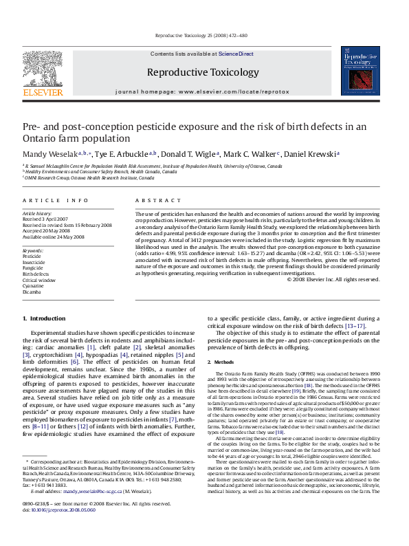 (PDF) Pre- and post-conception pesticide exposure and the risk of birth ...