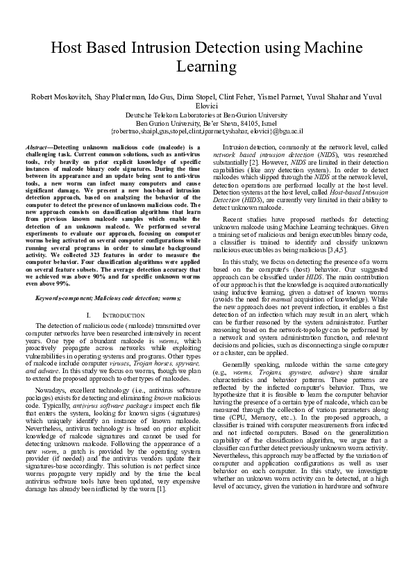 (PDF) Host Based Intrusion Detection using Machine Learning