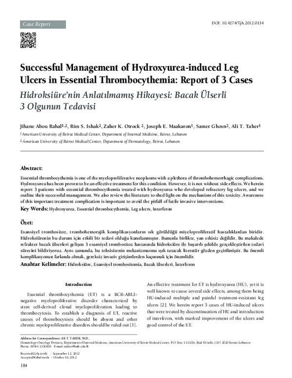 (PDF) Successful Management of Hydroxyurea-induced Leg Ulcers in ...