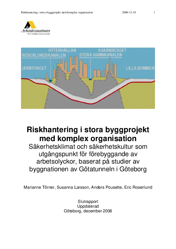 (PDF) Riskhantering i stora byggprojekt med komplex organisation ...