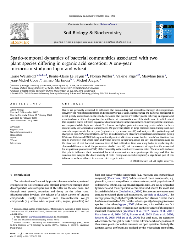 (PDF) Spatio-temporal dynamics of bacterial communities associated with two plant species ...