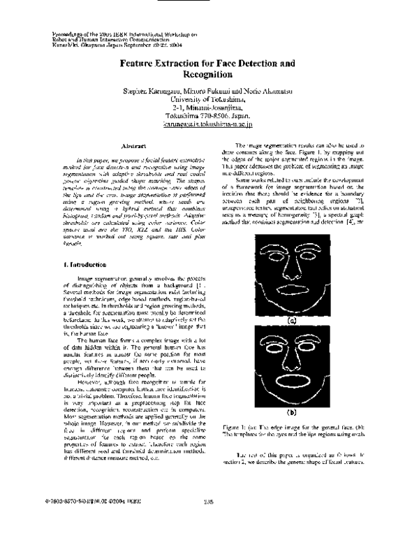 Pdf Feature Extraction For Face Detection And Recognition Dipanjan Mantri