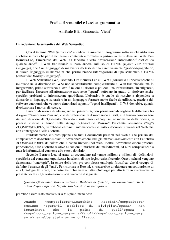 (PDF) Predicati semantici e Lessico-grammatica