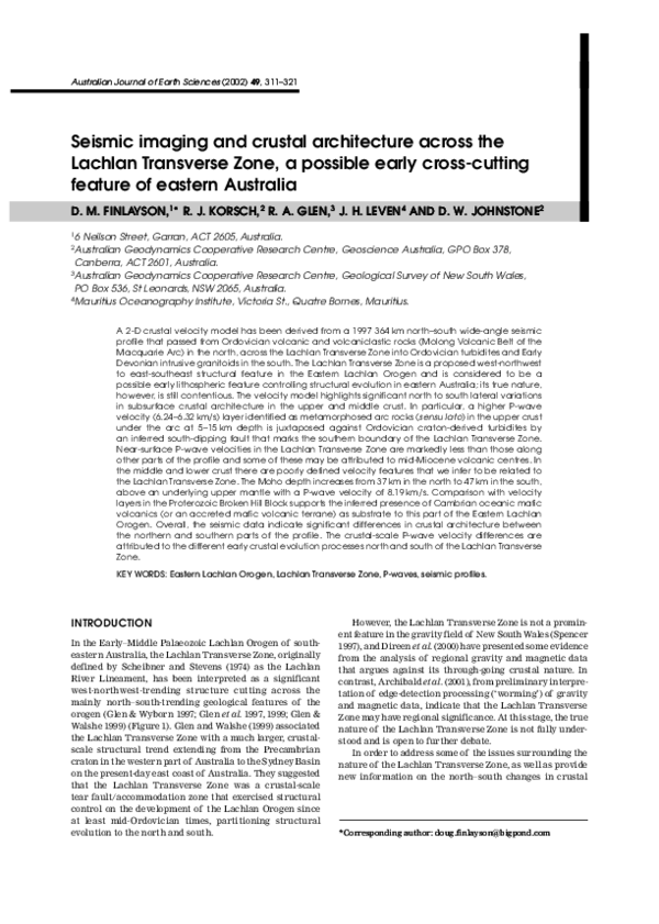 (PDF) Seismic imaging and crustal architecture across the Lachlan ...
