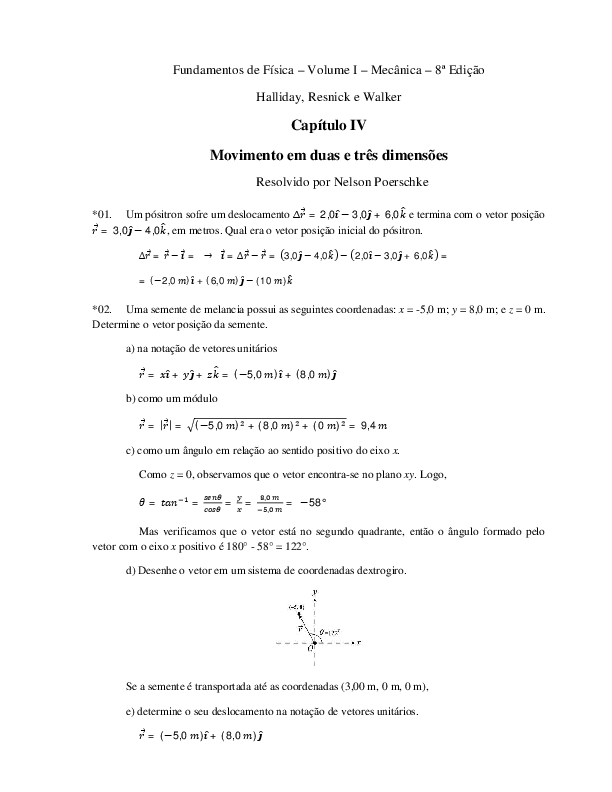 (PDF) Resolucao Cap 4 Halliday Movimento em duas e tres dimensoes