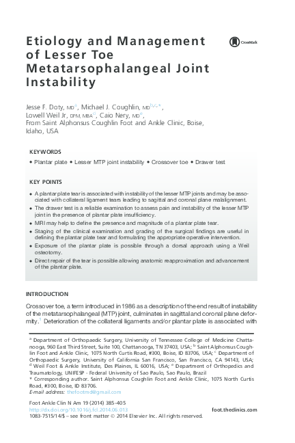 (PDF) Etiology and management of lesser toe metatarsophalangeal joint ...