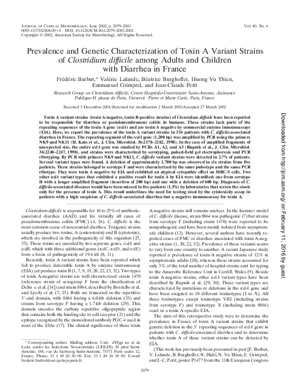 (PDF) tcdA As a Diagnostic Target in a Loop-Mediated Amplification ...