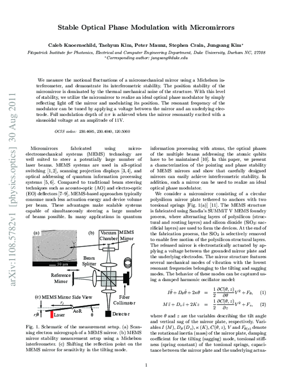 (PDF) Stable optical phase modulation with micromirrors
