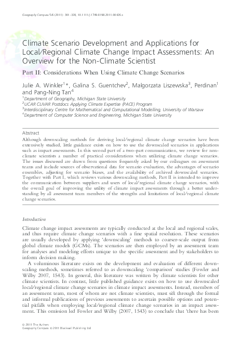 (PDF) Climate Scenario Development and Applications for Local/Regional ... (PDF) Climate Scenario Development and Applications for Local/Regional ...