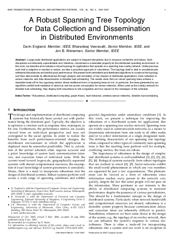(PDF) A Robust Spanning Tree Topology for Data Collection and Dissemination in Distributed ...