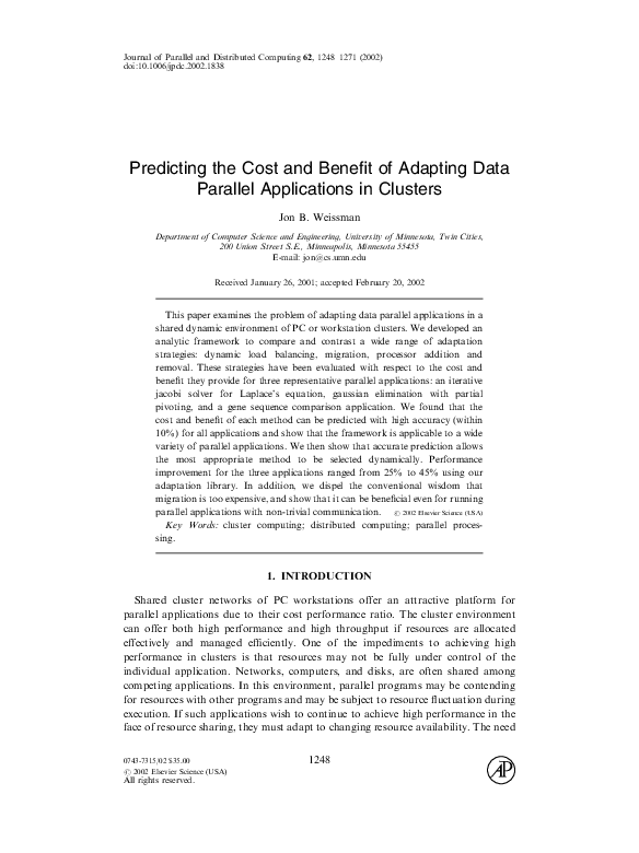 Pdf Predicting The Cost And Benefit Of Adapting Data Parallel