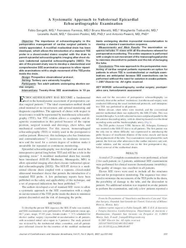 (PDF) A Systematic Approach to Substernal Epicardial Echocardiographic ...