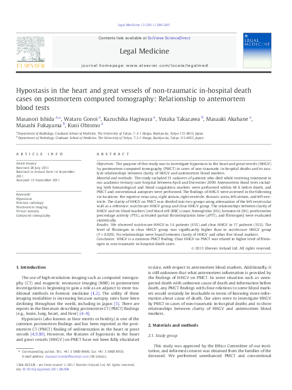(PDF) Hypostasis in the heart and great vessels of non-traumatic in ...