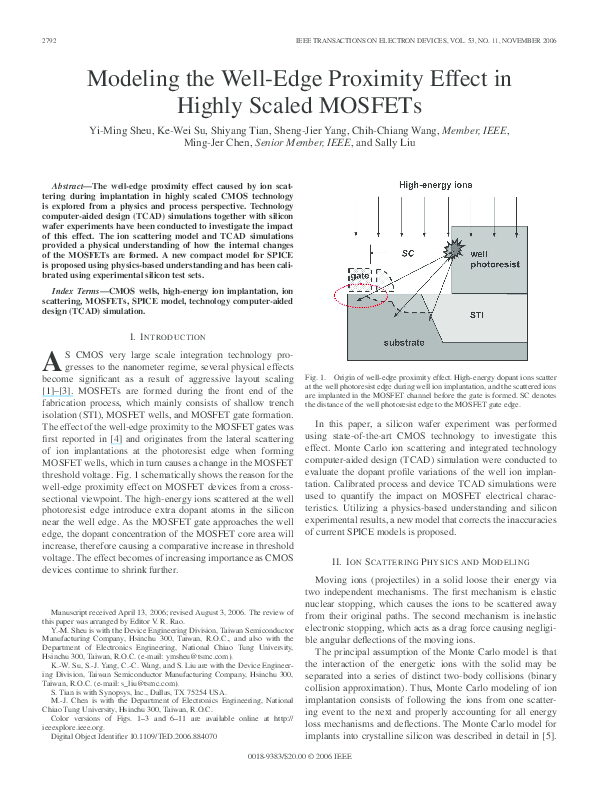 (PDF) Modeling well edge proximity effect on highly-scaled MOSFETs | Sally Liu - Academia.edu