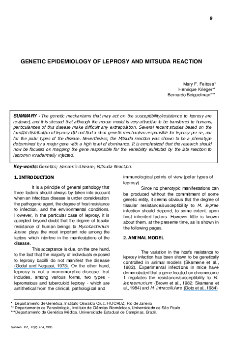 (PDF) Genetic Epidemiology of the Mitsuda Reaction in Leprosy