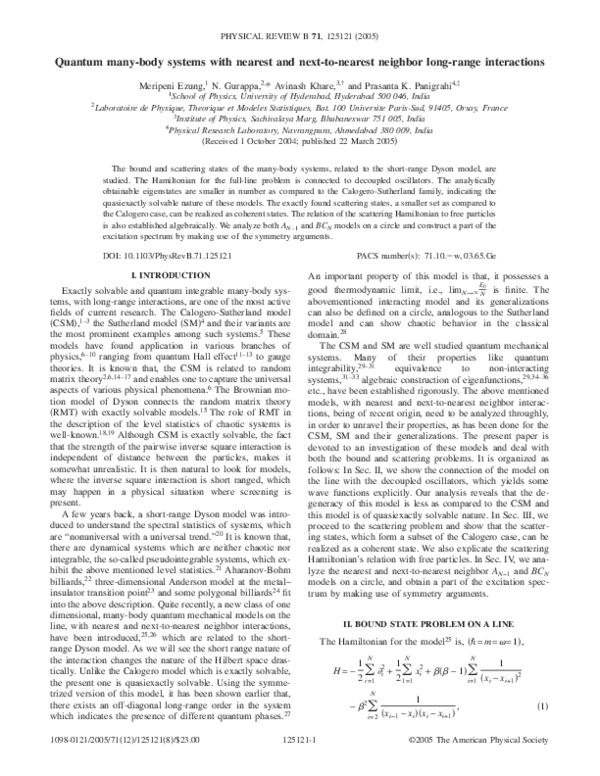 (PDF) Quantum many-body systems with nearest and next-to-nearest neighbor long-range interactions