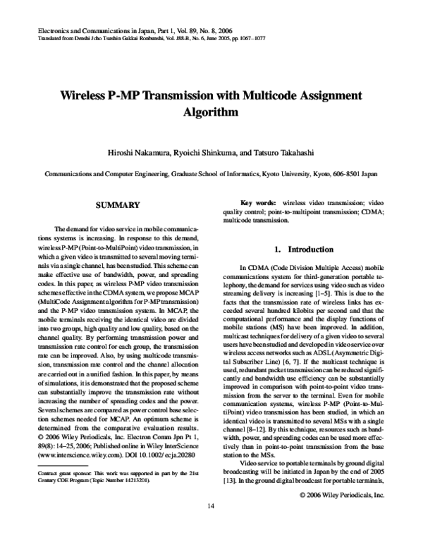 (PDF) Wireless P-MP transmission with multicode assignment algorithm