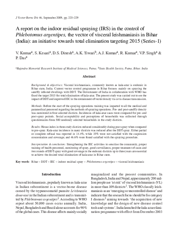 (PDF) A report on the indoor residual spraying (IRS) in the control of ...