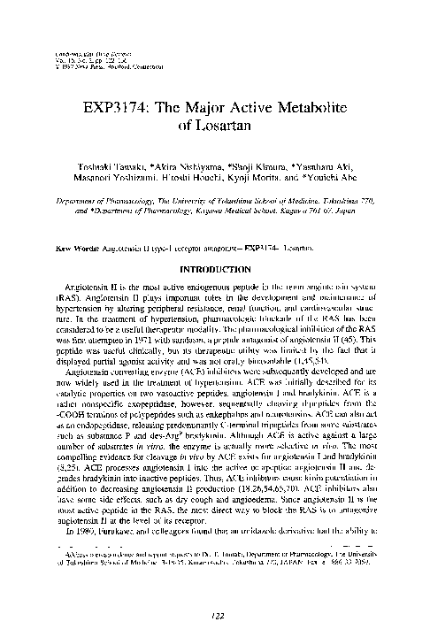 (PDF) EXP3174: The Major Active Metabolite of Losartan