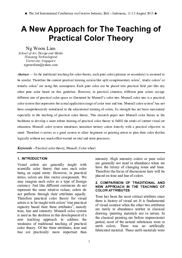 (PDF) A New Approach for The Teaching of Practical Color Theory