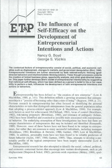 (PDF) The Influence of Self-Efficacy on the Development of ...