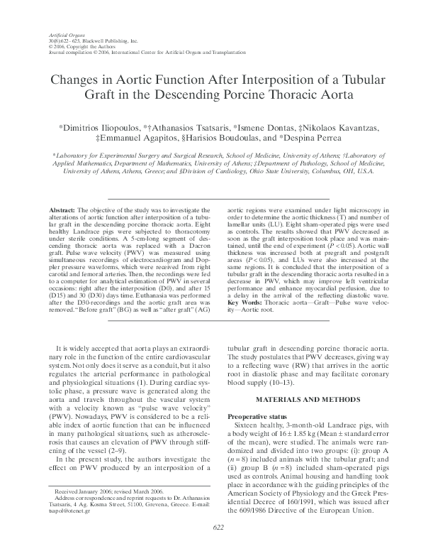 (PDF) Changes in Aortic Function After Interposition of a Tubular Graft ...