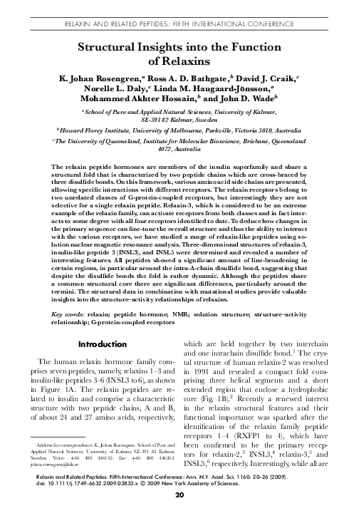 (PDF) Structural Insights into the Function of Relaxins