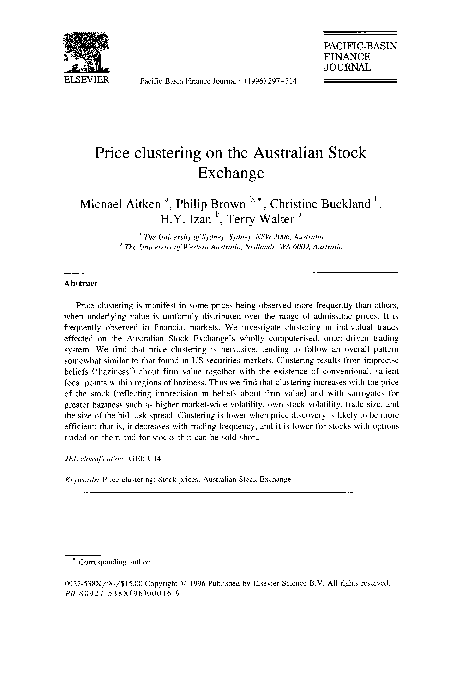 (PDF) Price clustering on the Australian Stock Exchange