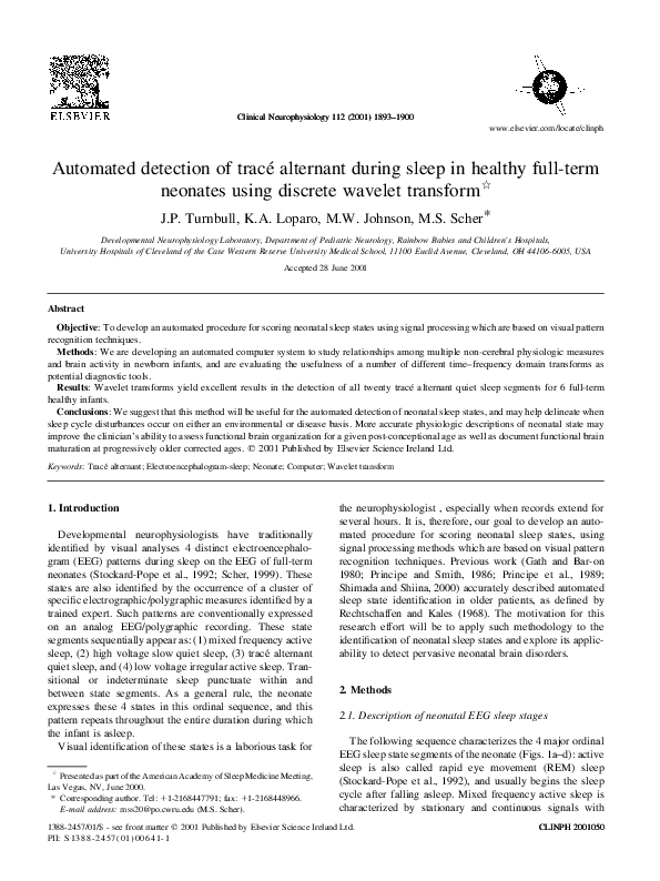 (PDF) Automated detection of tracé alternant during sleep in healthy ...