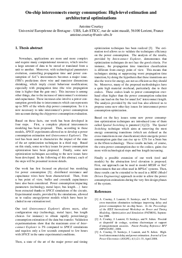 (PDF) On-chip interconnects energy consumption: High-level estimation and architectural ...