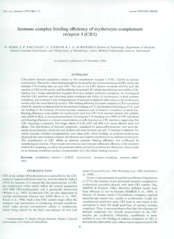 (PDF) Immune complex binding efficiency of erythrocyte complement ...