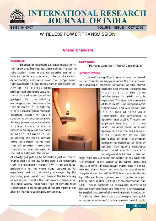 (PDF) WIRELESS POWER TRANSMISSION