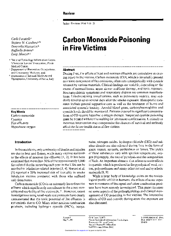 (PDF) Carbon monoxide poisoning: case studies and review | Mary Fetter ...