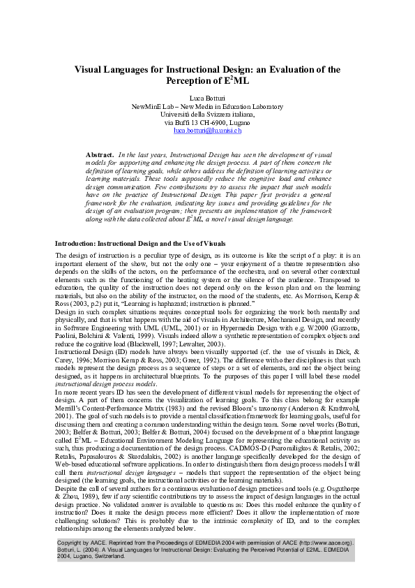 (PDF) Visual Languages for Instructional Design: an Evaluation of the ...