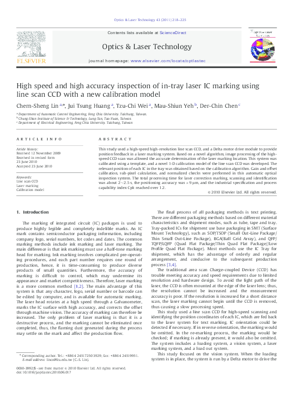 (PDF) High speed and high accuracy inspection of in-tray laser IC ...